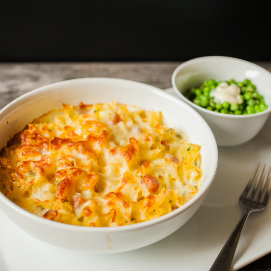 Three-Cheese Pasta with Ham with Buttered PeasDelivery October 20-24 ...