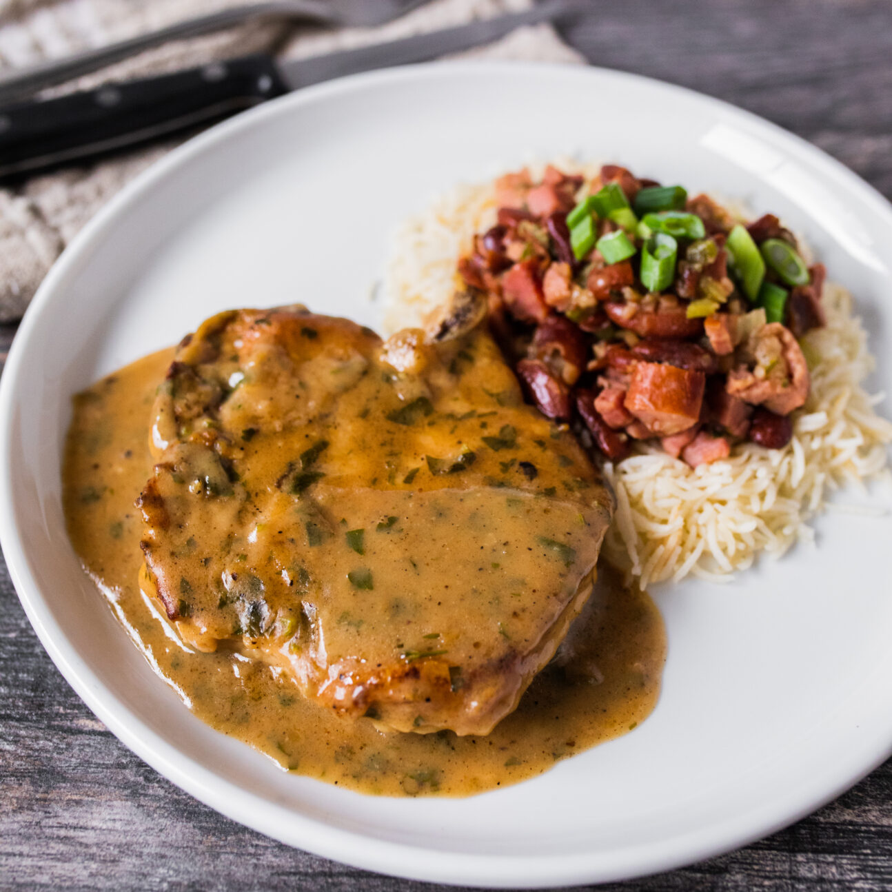 Smothered Pork Chops with Red Beans and Rice Delivery February 24 – 28 ...